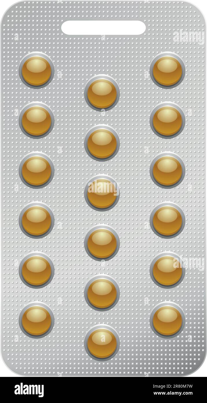 illustration of a pack of round pills, isolated on white Stock Vector ...