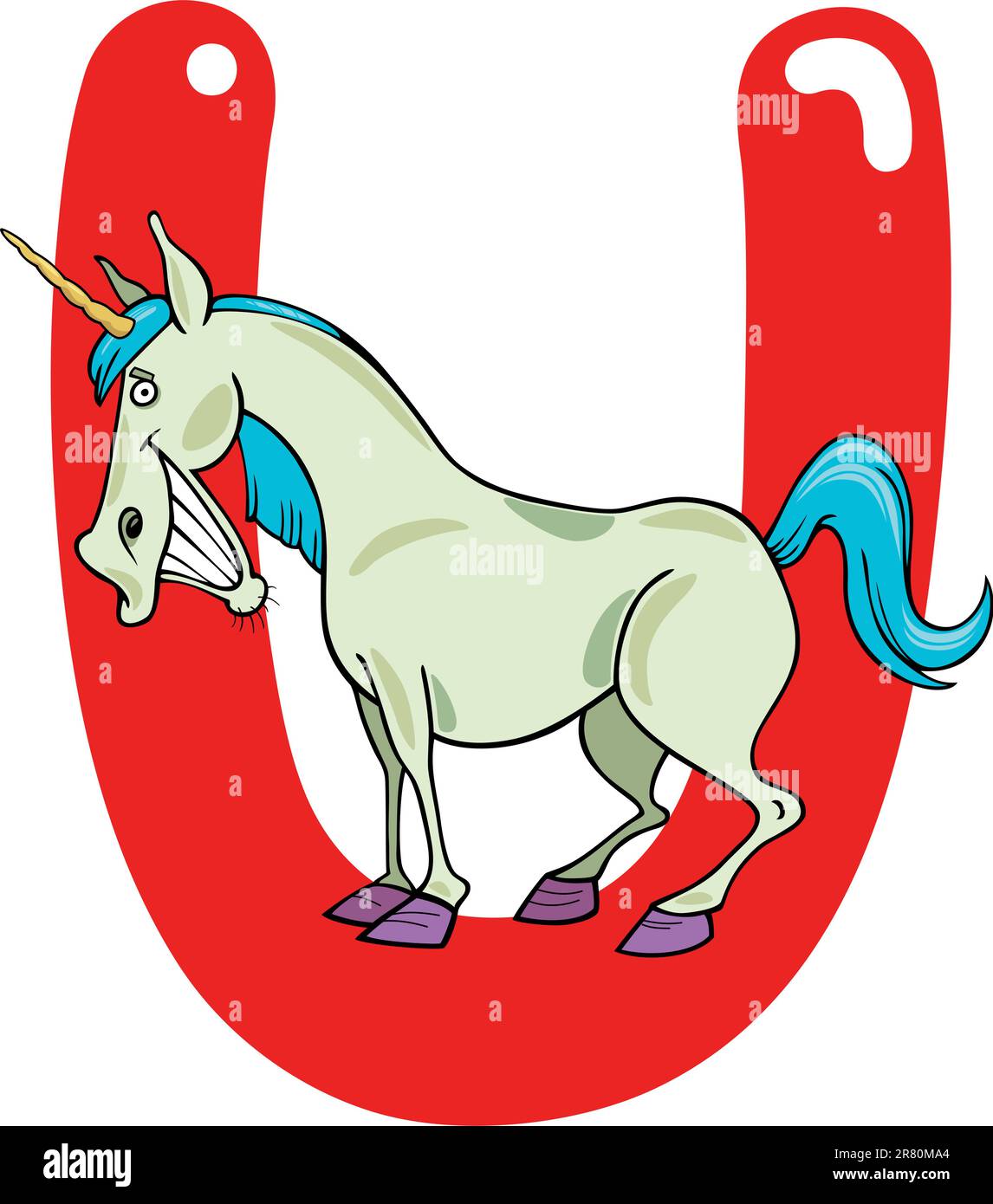 cartoon illustration of U letter for unicorn Stock Vector Image & Art ...