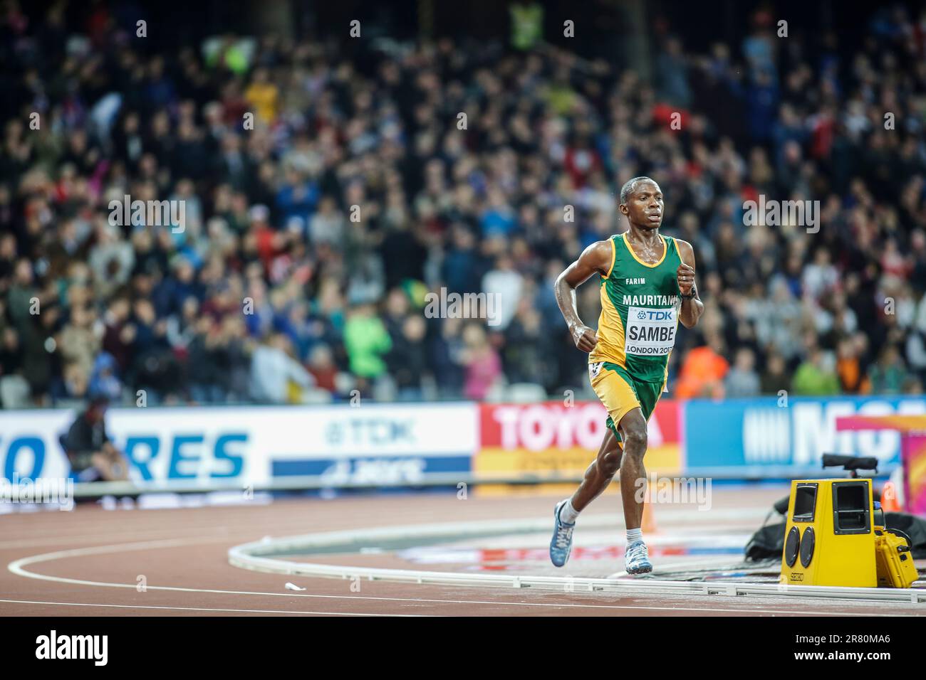 Mohamed Sambe participating in the 5000 m at the World Athletics ...