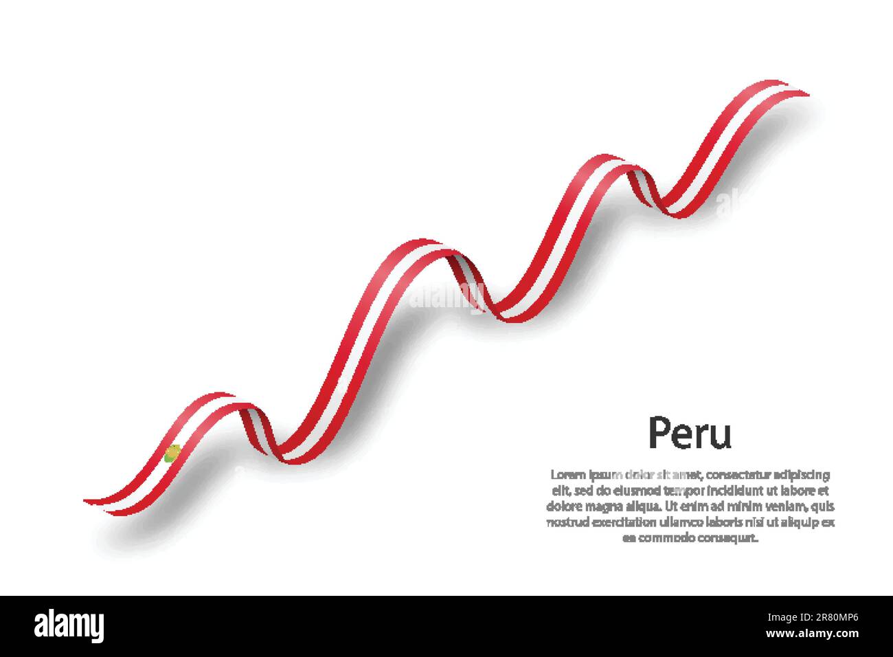 Waving ribbon or banner with flag of Peru. Template for independence ...