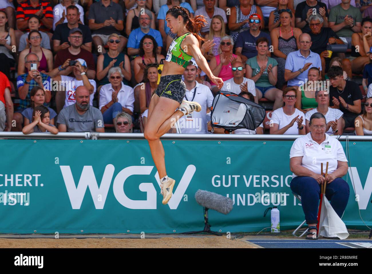 Womens heptathlon long jump hi-res stock photography and images - Alamy