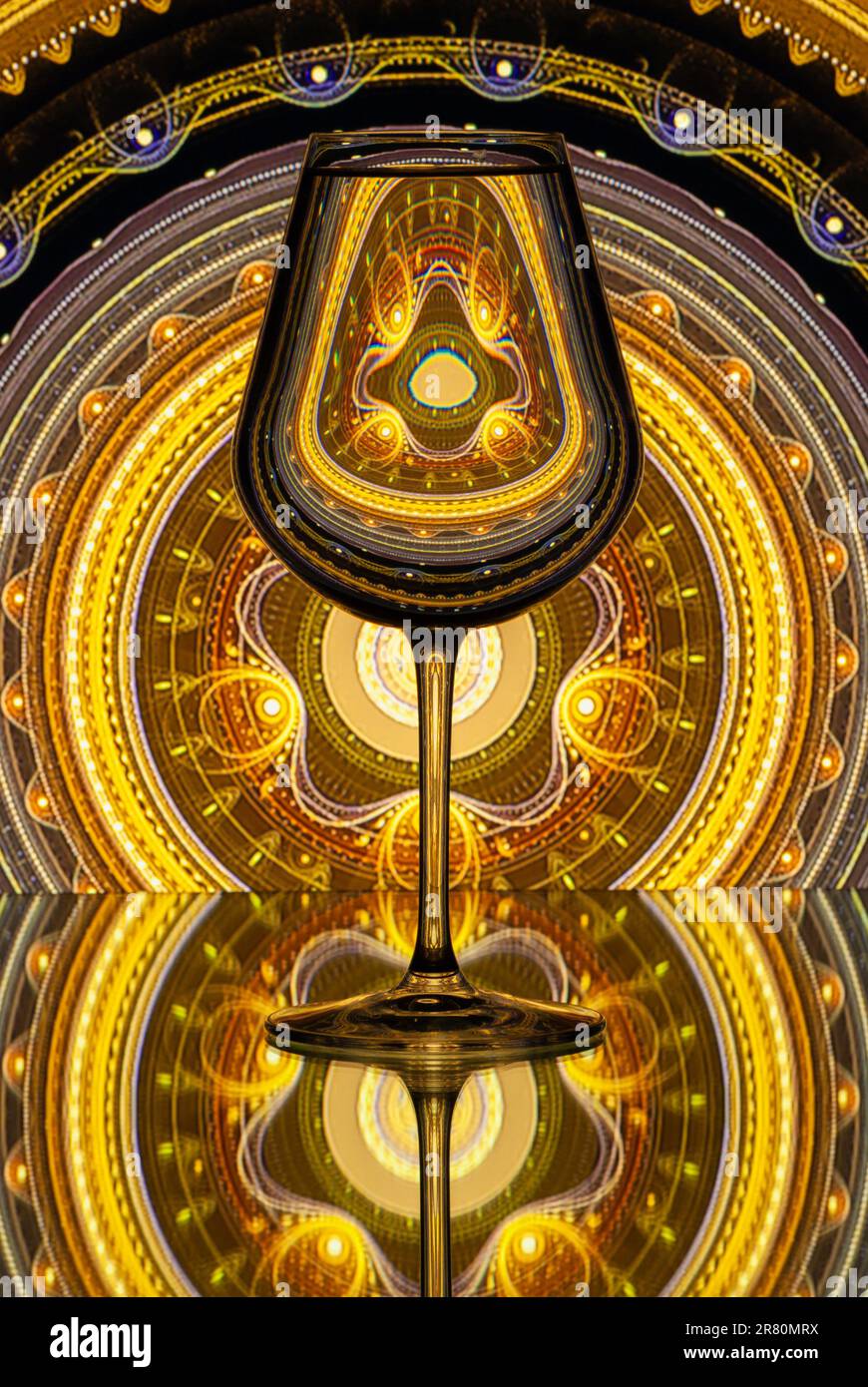 Pattern distortions seen through a glass of water. Still life Stock ...