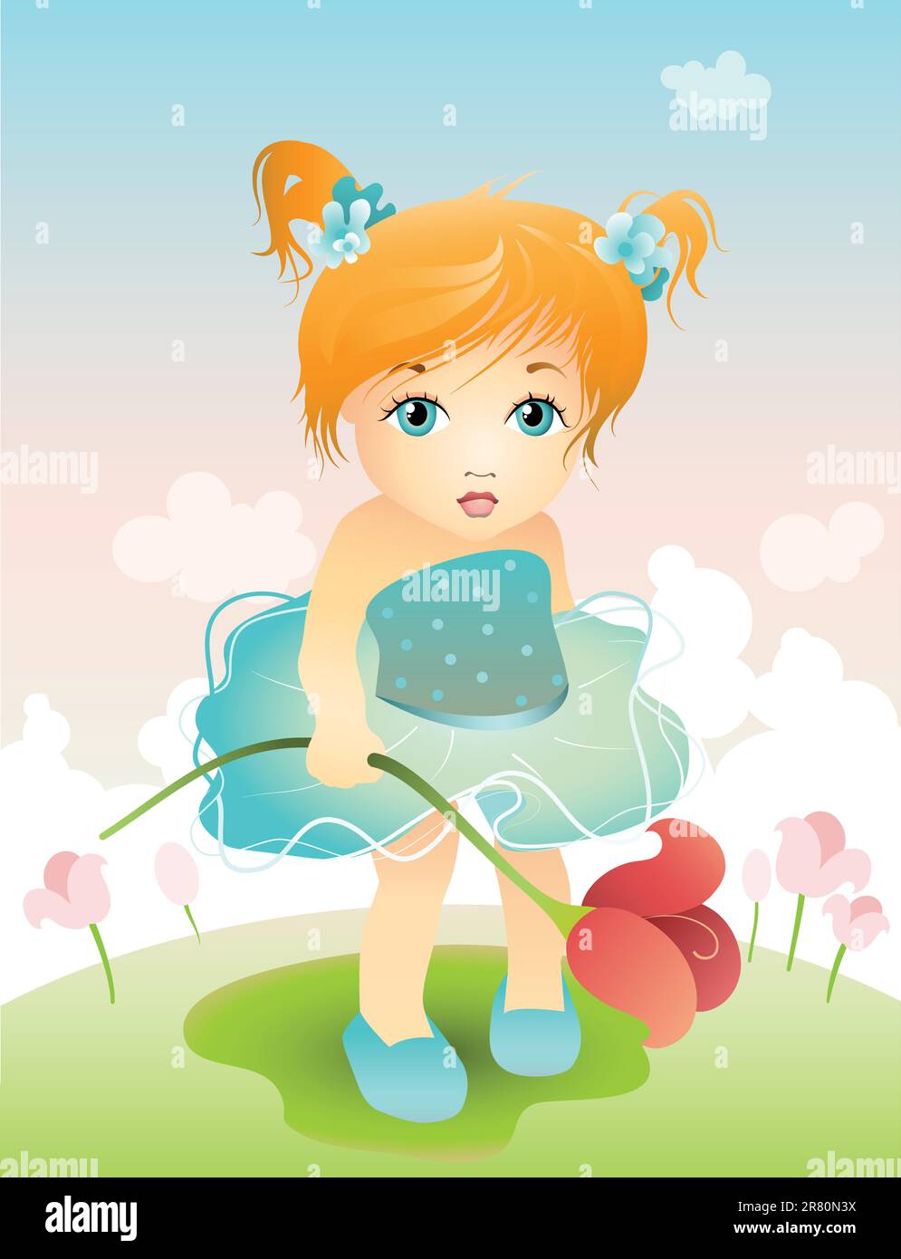 Vector illustration of a girl with tulip Stock Vector Image & Art - Alamy
