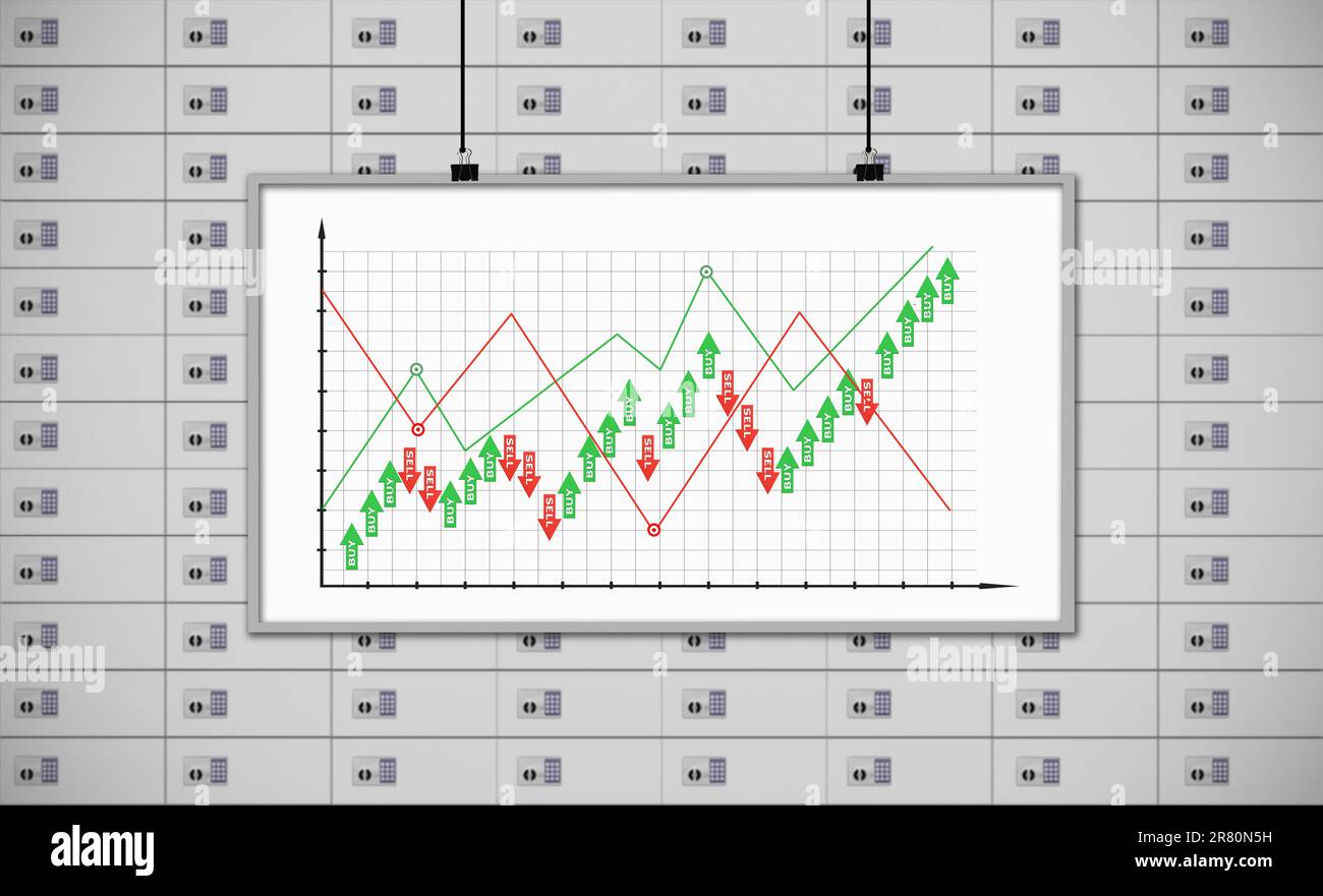board with drawing stock chart on a deposit boxes background Stock ...