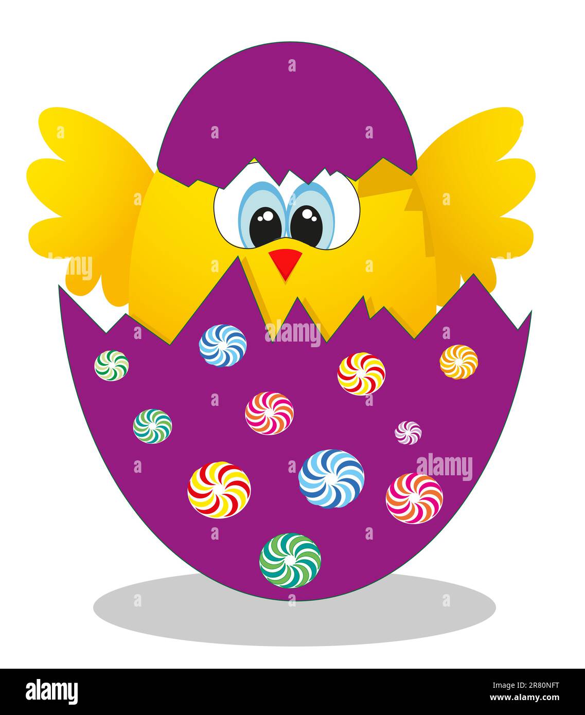 Surprise Yellow Chick Peeking Out Of An Easter Egg. vector illustration ...