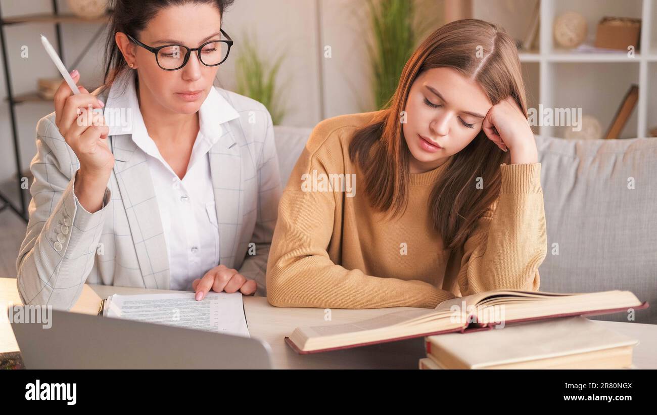 Boring education catch-up classes sleeping girl Stock Photo - Alamy
