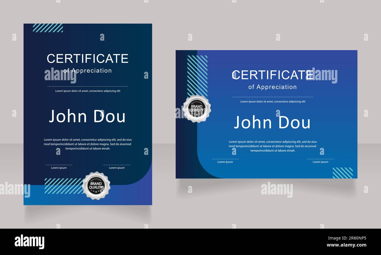 Course participant appreciation certificate design templates set Stock ...