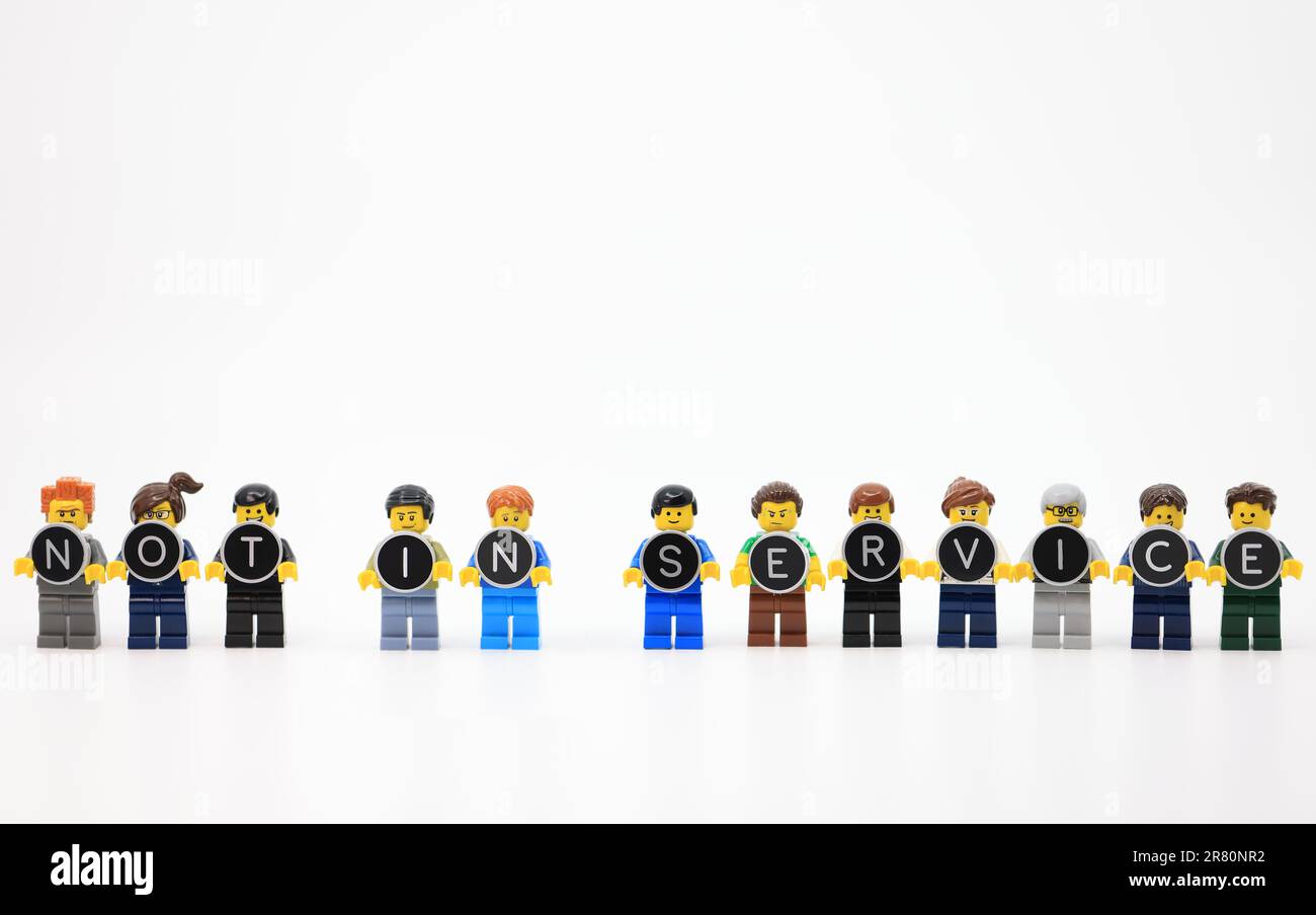 worker show the wording "not in service Stock Photo - Alamy