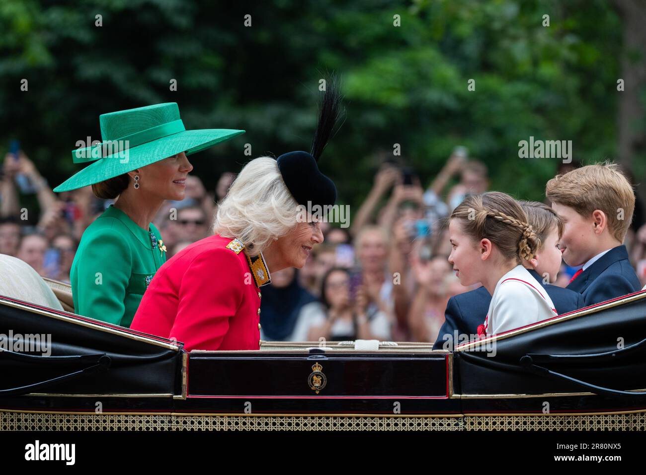 Queen Camilla talking with Princess Charlotte of Wales at Trooping the ...