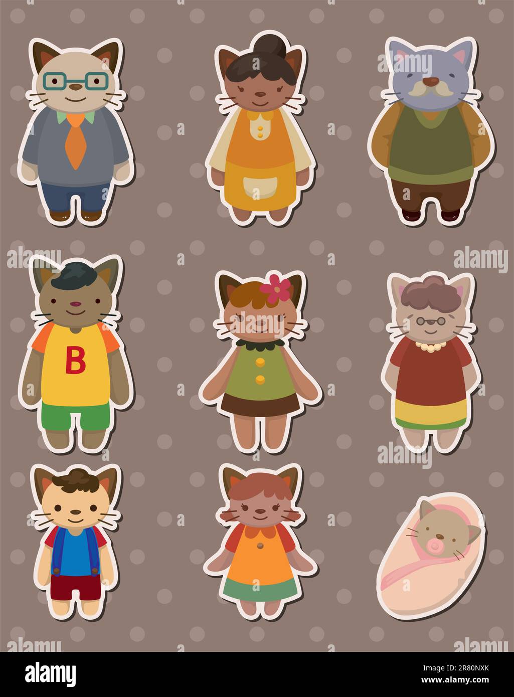cat family stickers Stock Vector Image & Art - Alamy