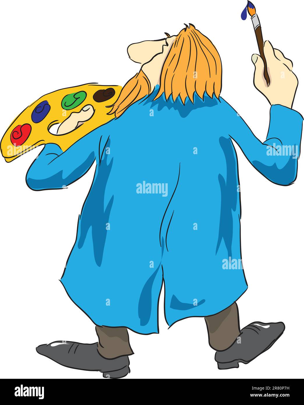 Artist with palette and brush. Vector illustration Stock Vector Image ...