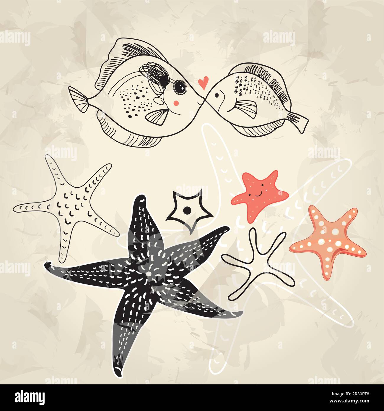 Beautiful red starfish black Stock Vector Images - Alamy