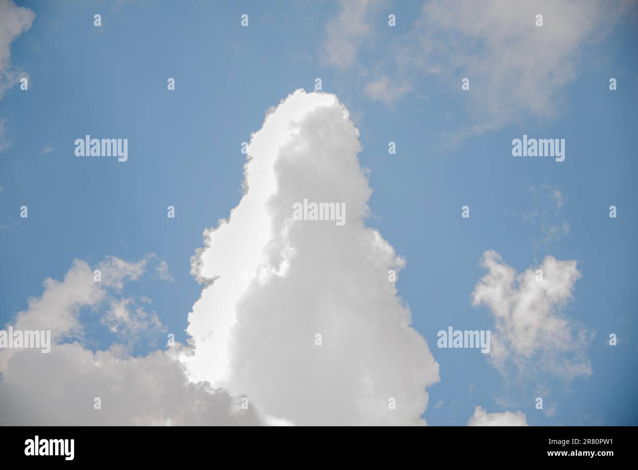 Scattered cloud clusters in a blue sky, blue sky background with white ...