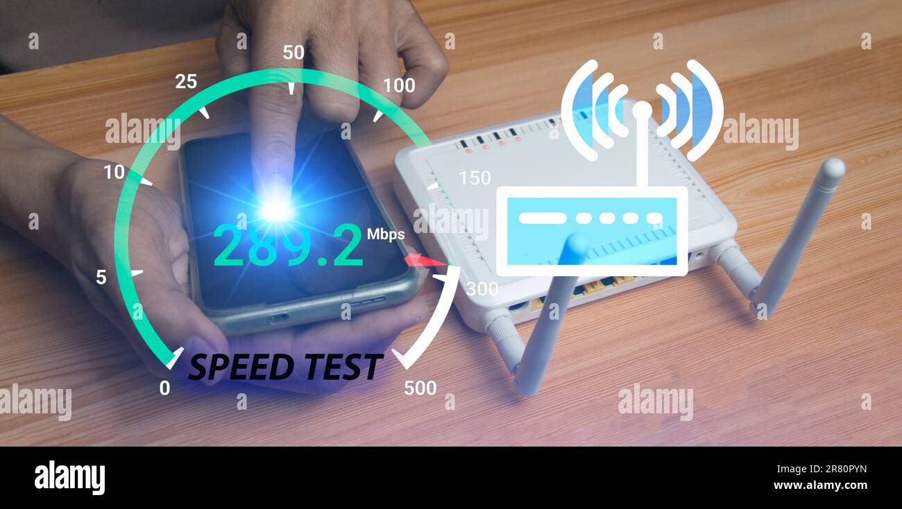 fast internet connection speedtest network bandwidth technology Man ...