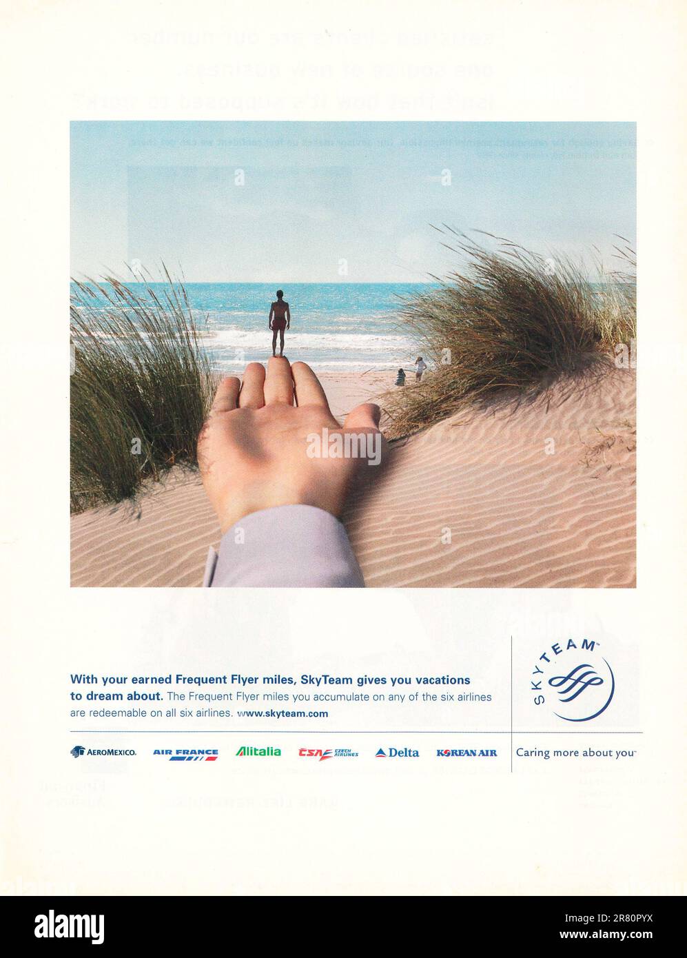 SkyTeam Frequent Flyer Miles alliance advert in a magazine June 2002 ...