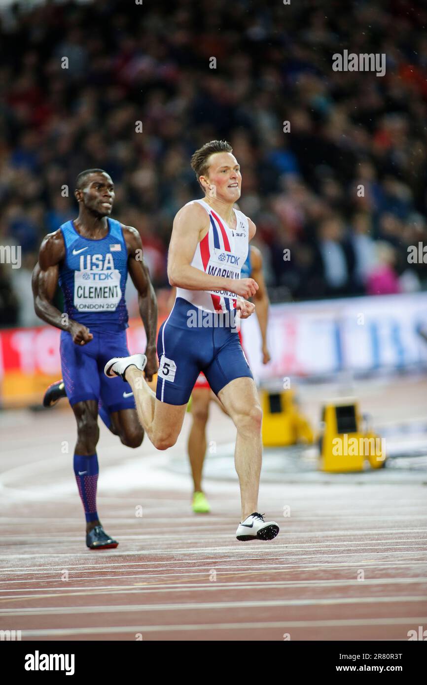 Karsten Warholm participating in the 400 meters hurdles at the World ...