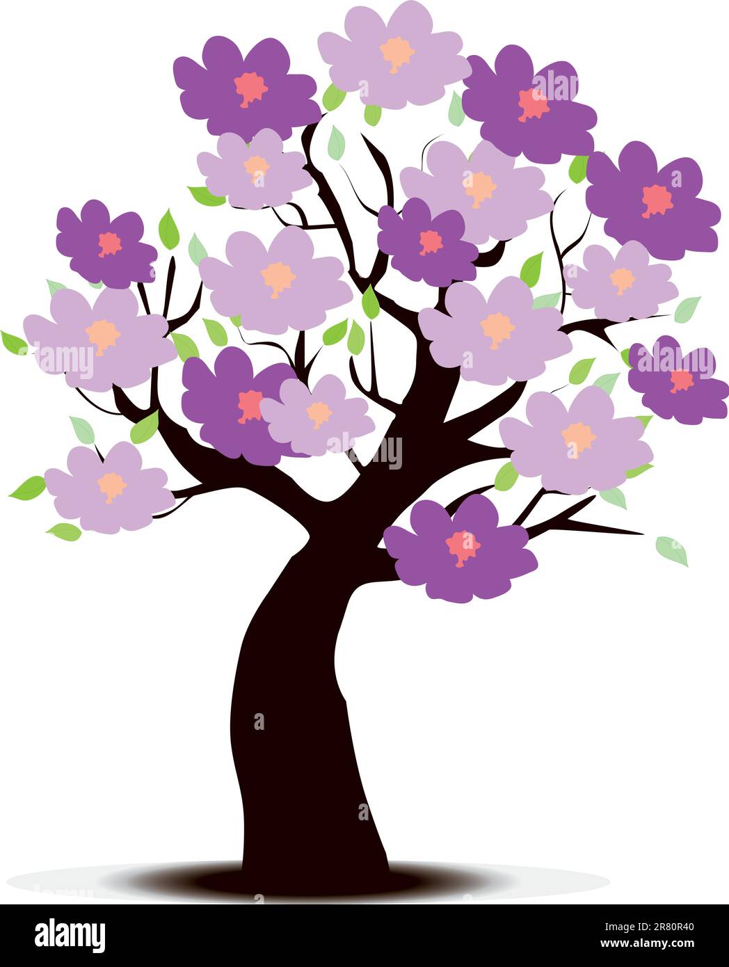 vector tree with with flowers Stock Vector Image & Art - Alamy