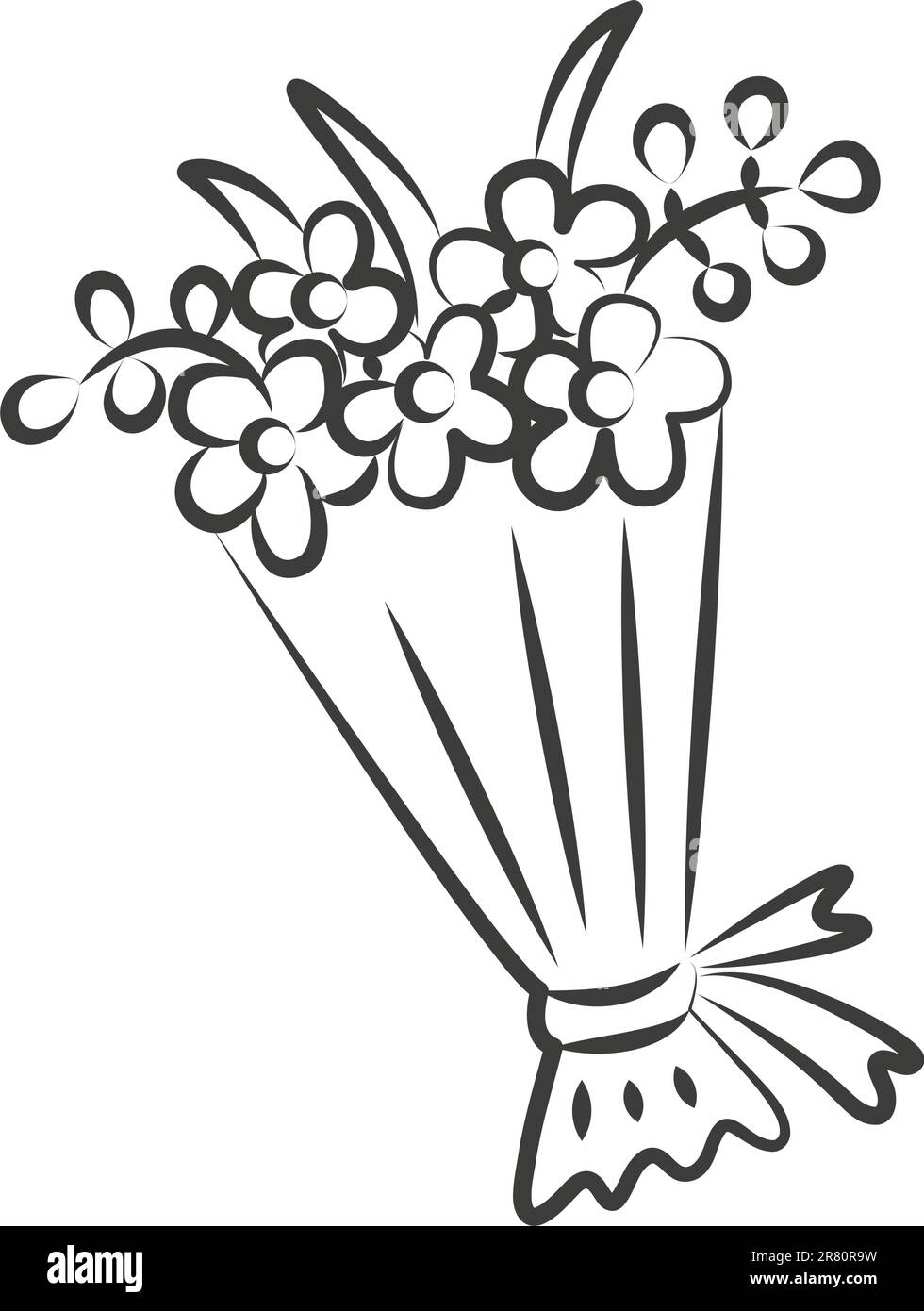 Hand drawn illustration of a bouquet of flowers. Vector graphic drawing ...