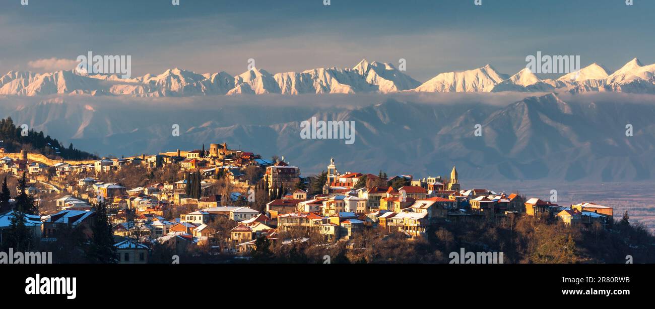 Magic View of Signagi and Alazani Valley on sunset. The heart of ...