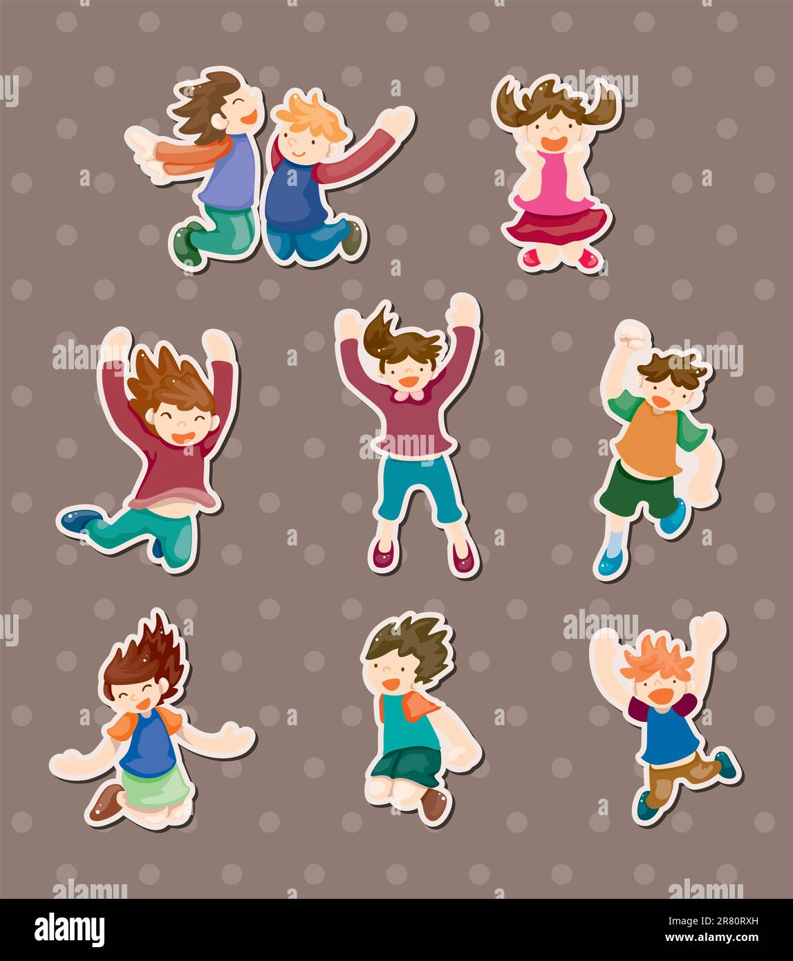 child jump stickers Stock Vector Image & Art - Alamy