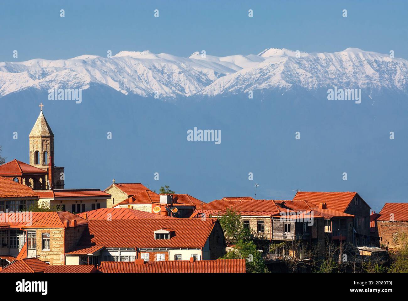 Magic View of Signagi and caucasus mountain range Stock Photo - Alamy