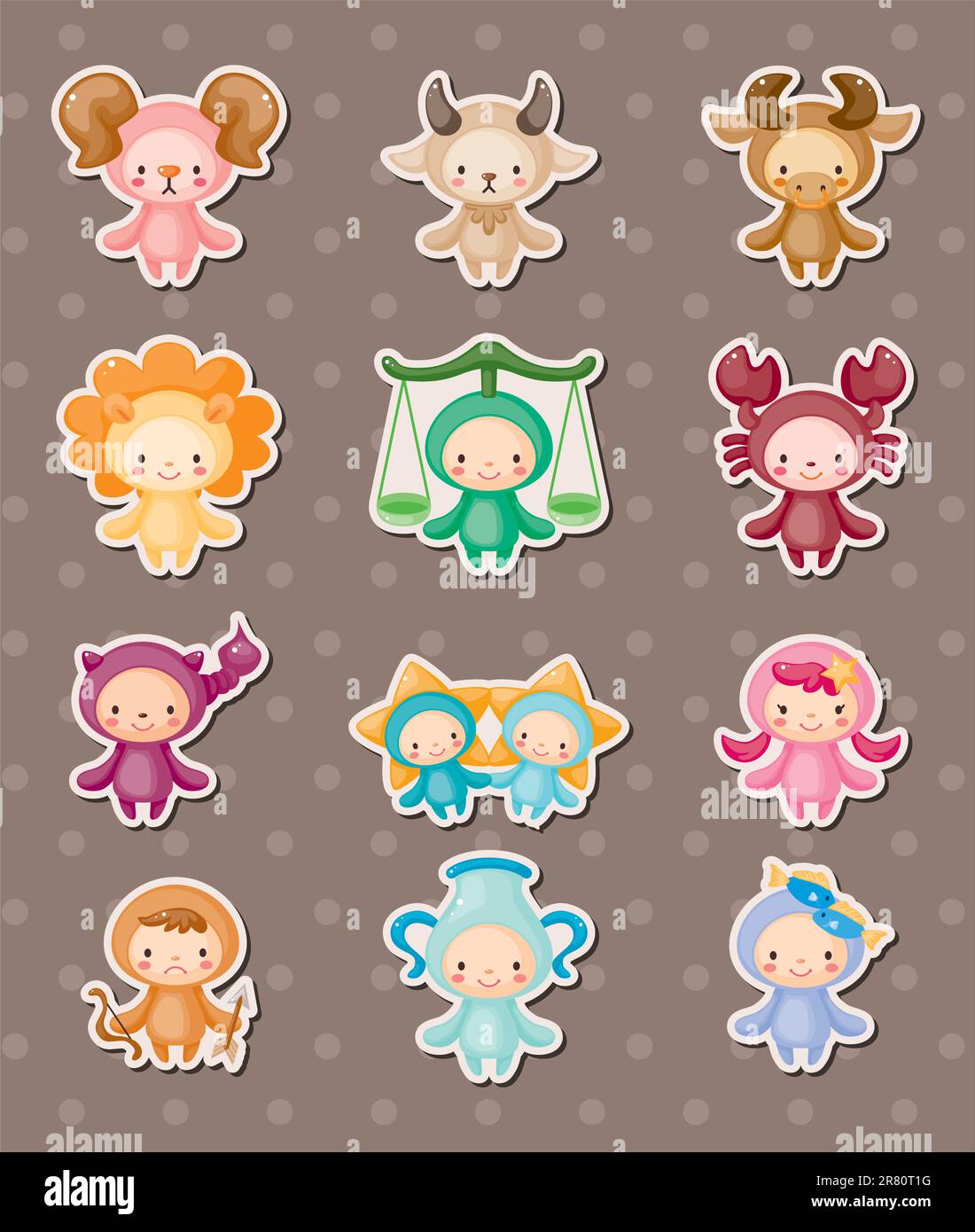 cute zodiac stickers Stock Vector Image & Art - Alamy