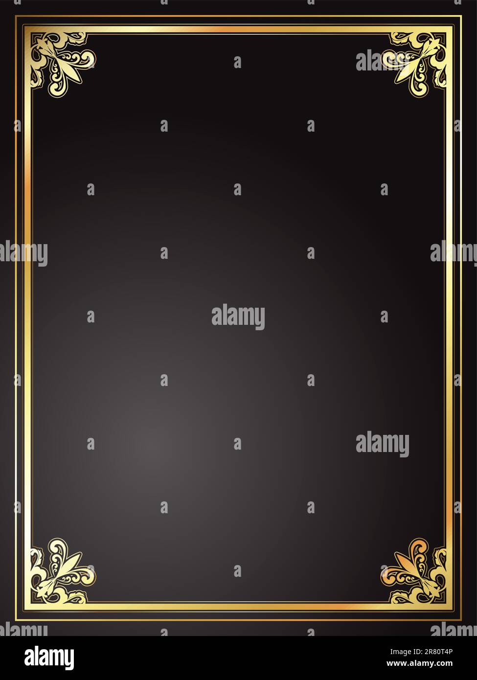 Decorative gold frame on a black gradient background Stock Vector Image ...