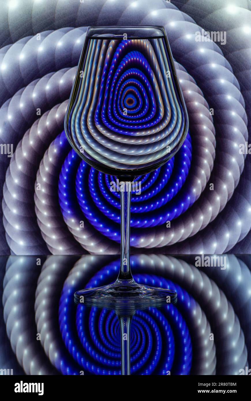 Pattern distortions seen through a glass of water. Still life Stock ...