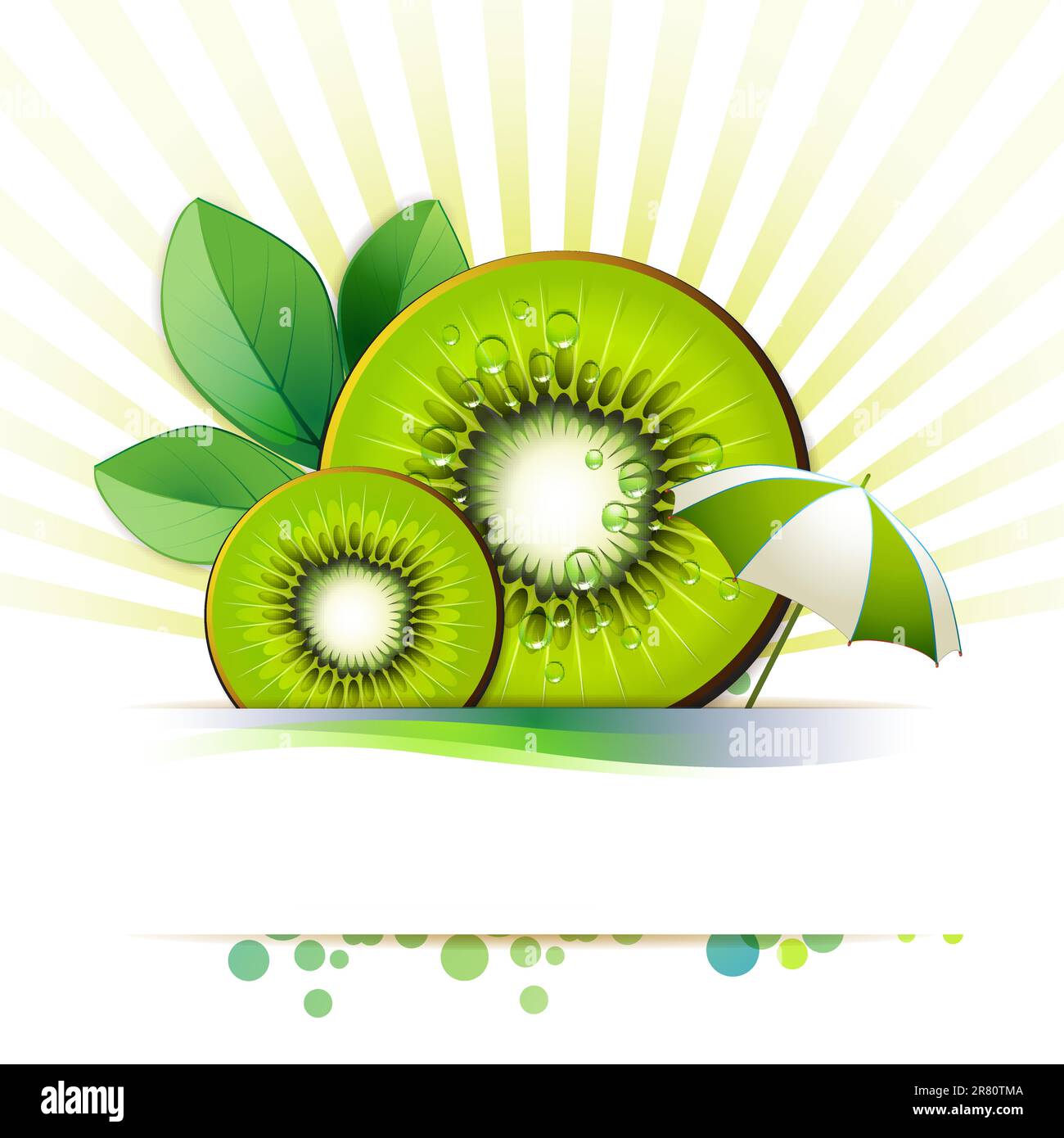 Slices kiwi with leaf and umbrella Stock Vector Image & Art - Alamy