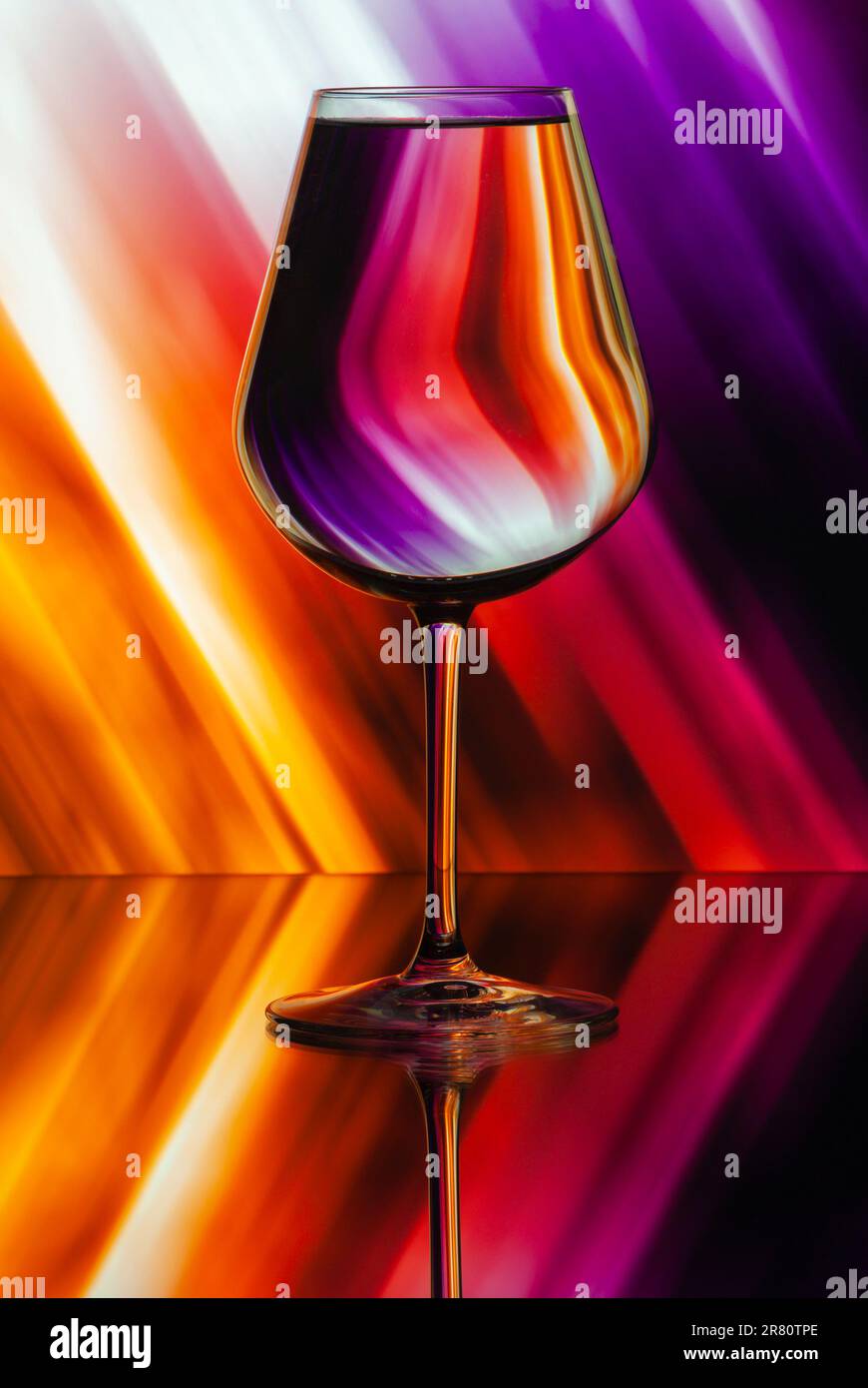 Pattern distortions seen through a glass of water. Still life Stock ...