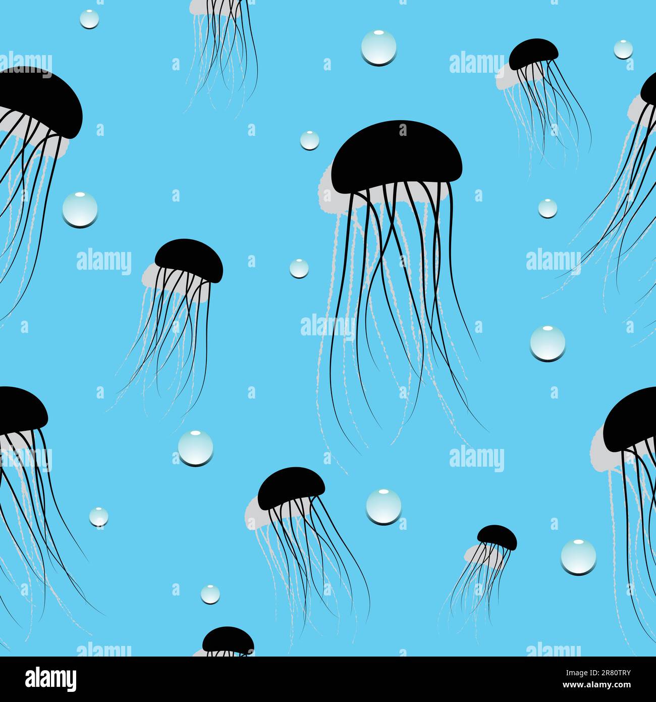 jellyfish pattern, abstract seamless texture; vector art illustration ...