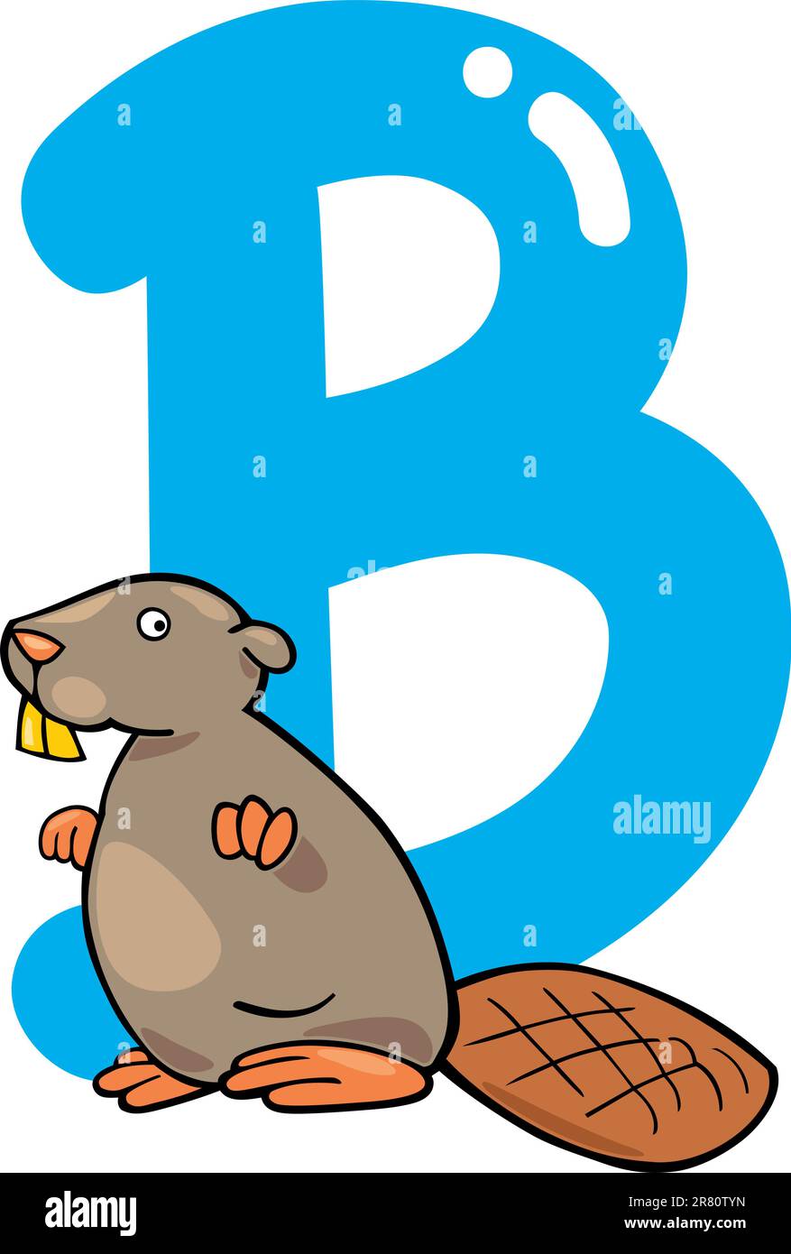cartoon illustration of B letter for beaver Stock Vector Image & Art ...