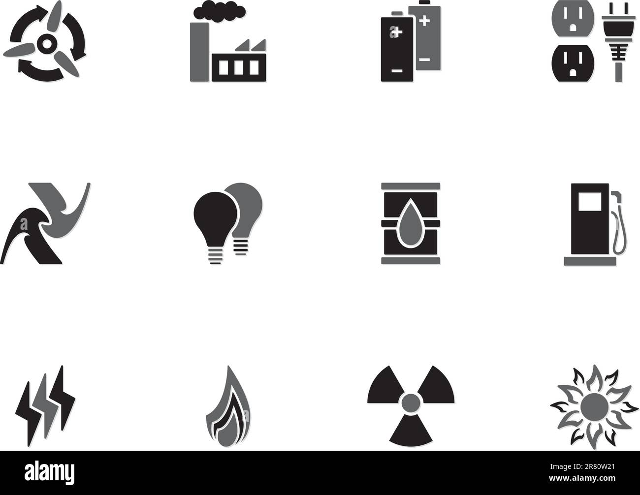 Illustration of different energy icons on white background Stock Vector ...