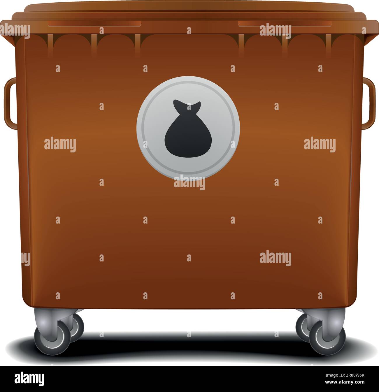 illustration of a brown recycling bin with trash symbol Stock Vector ...