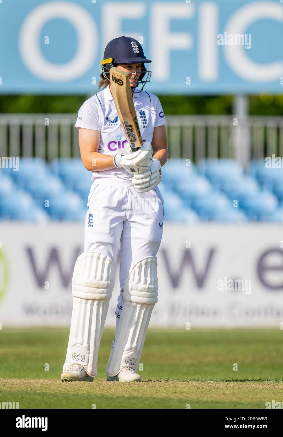 Amy Jones batting for England against Australia A in a 3 day warm up ...