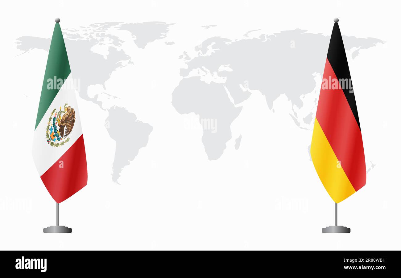 Mexico and Germany flags for official meeting against background of ...