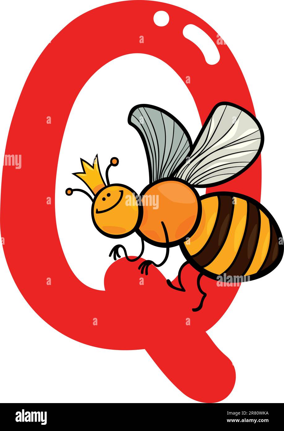 cartoon illustration of Q letter for queen bee Stock Vector Image & Art ...