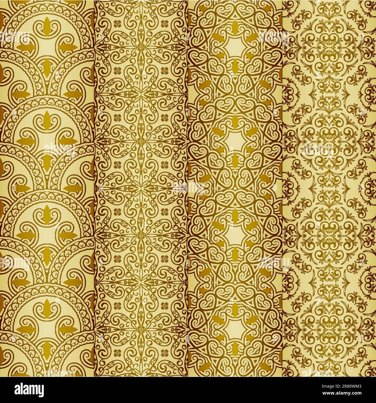 vector seamless golden patterns, oriental style can be used as ...