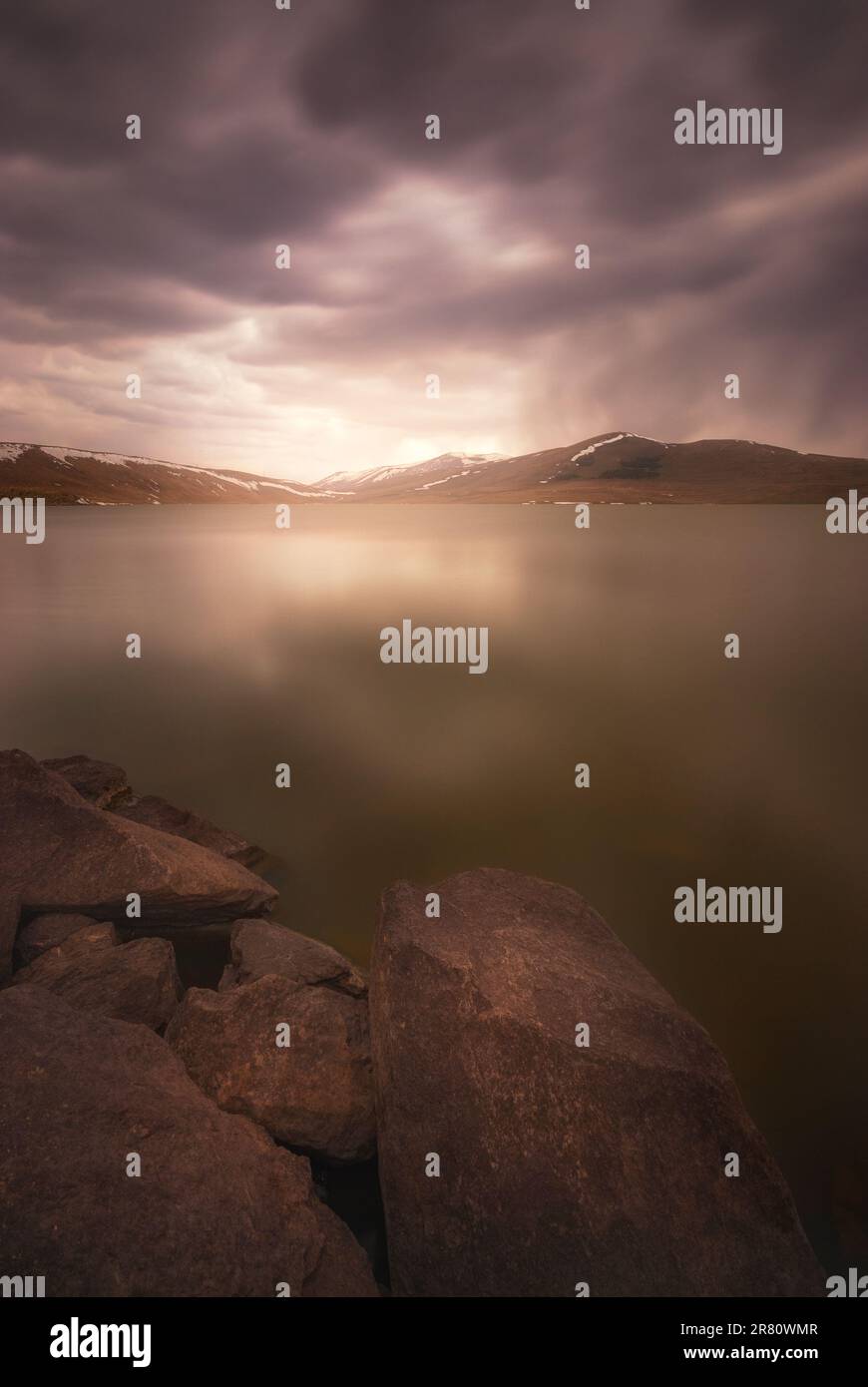 Beautiful Lake Paravani in Georgia, Caucasus. spring season Stock Photo ...