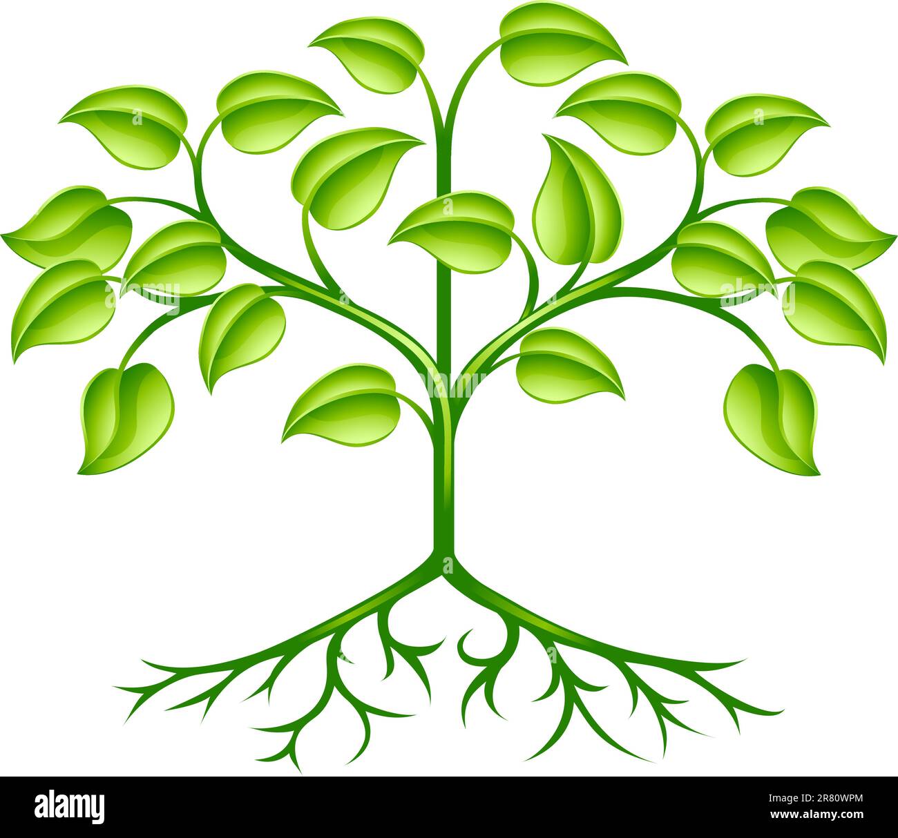 A green stylised tree design element symbolising growth, nature or the ...