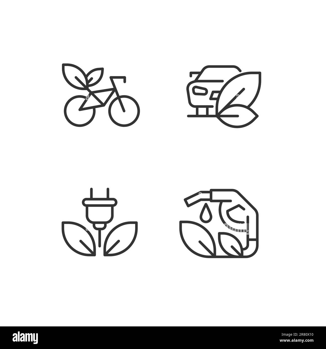 Eco friendly vehicle pixel perfect linear icons set Stock Vector Image ...