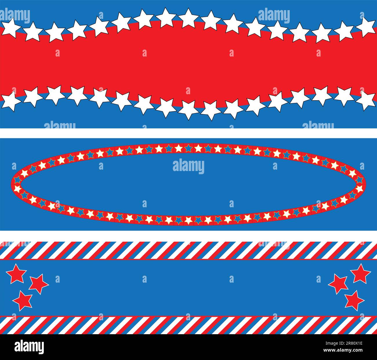 EPS8 Vector 3 Red, White and blue patriotic frames or border ...