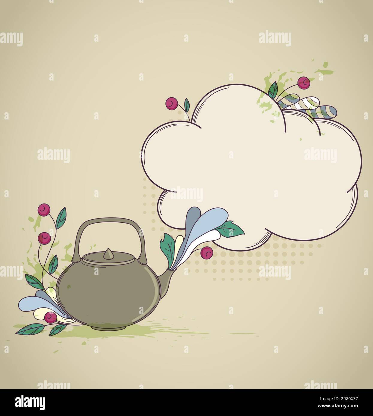 Retro vector hand drawn teapot and place for text Stock Vector Image ...
