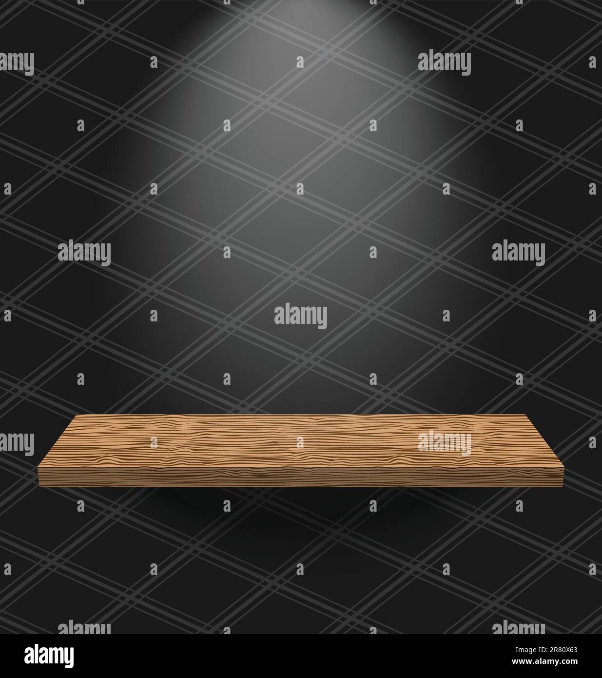 Illustration vintage wallpapered room with light wooden shelf - vector ...