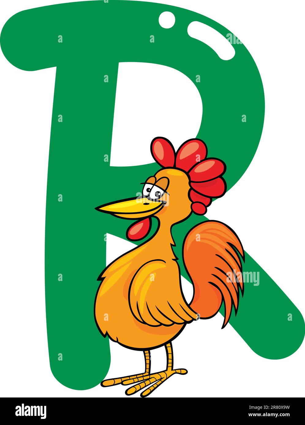 cartoon illustration of R letter for rooster Stock Vector Image & Art ...