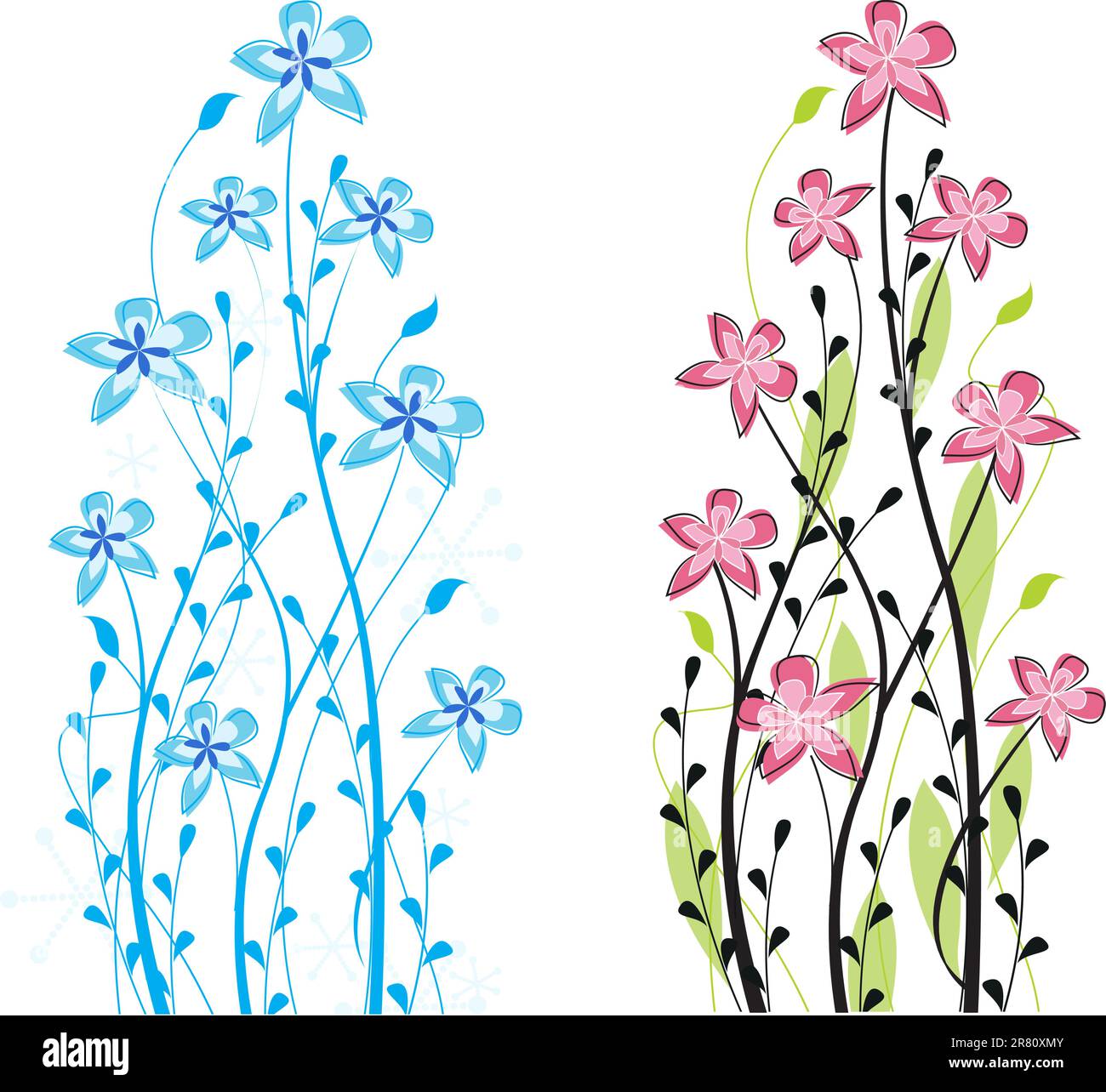 Two themed decorative flower on a white background Stock Vector Image ...