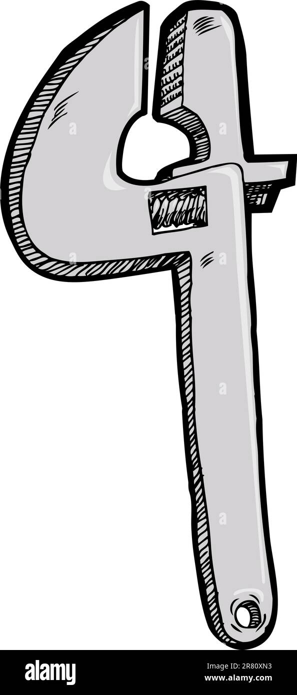 Chrome adjustable wrench isolated over white background Stock Vector ...