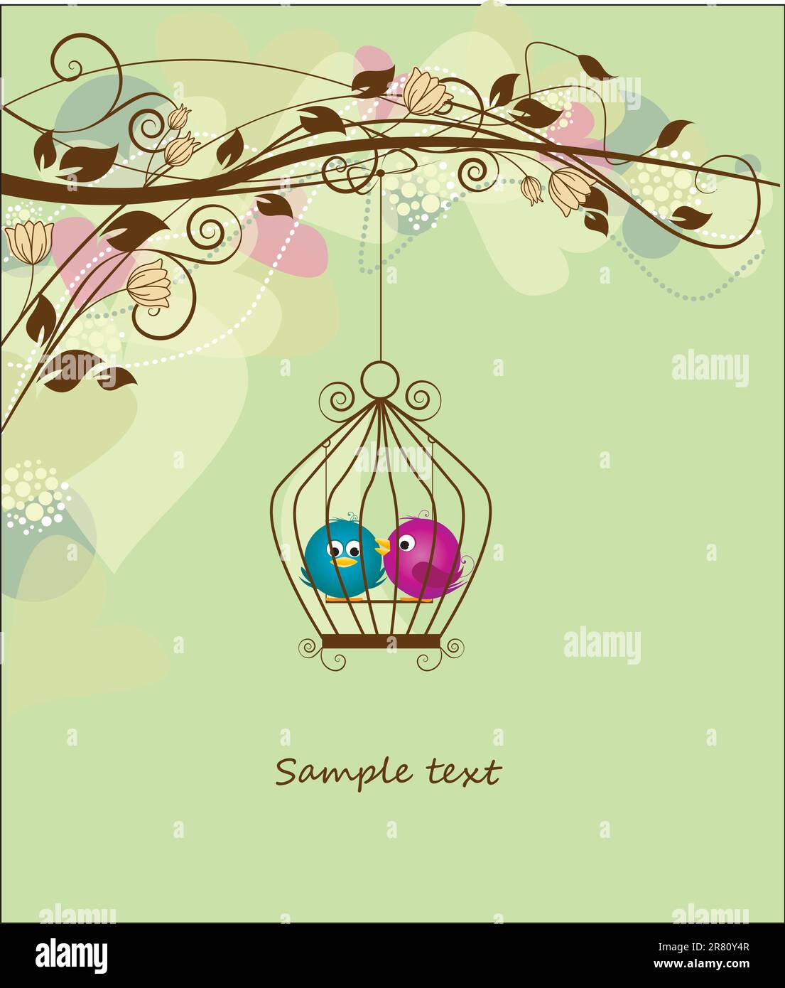 two colorful birds in a cage Stock Vector Image & Art - Alamy