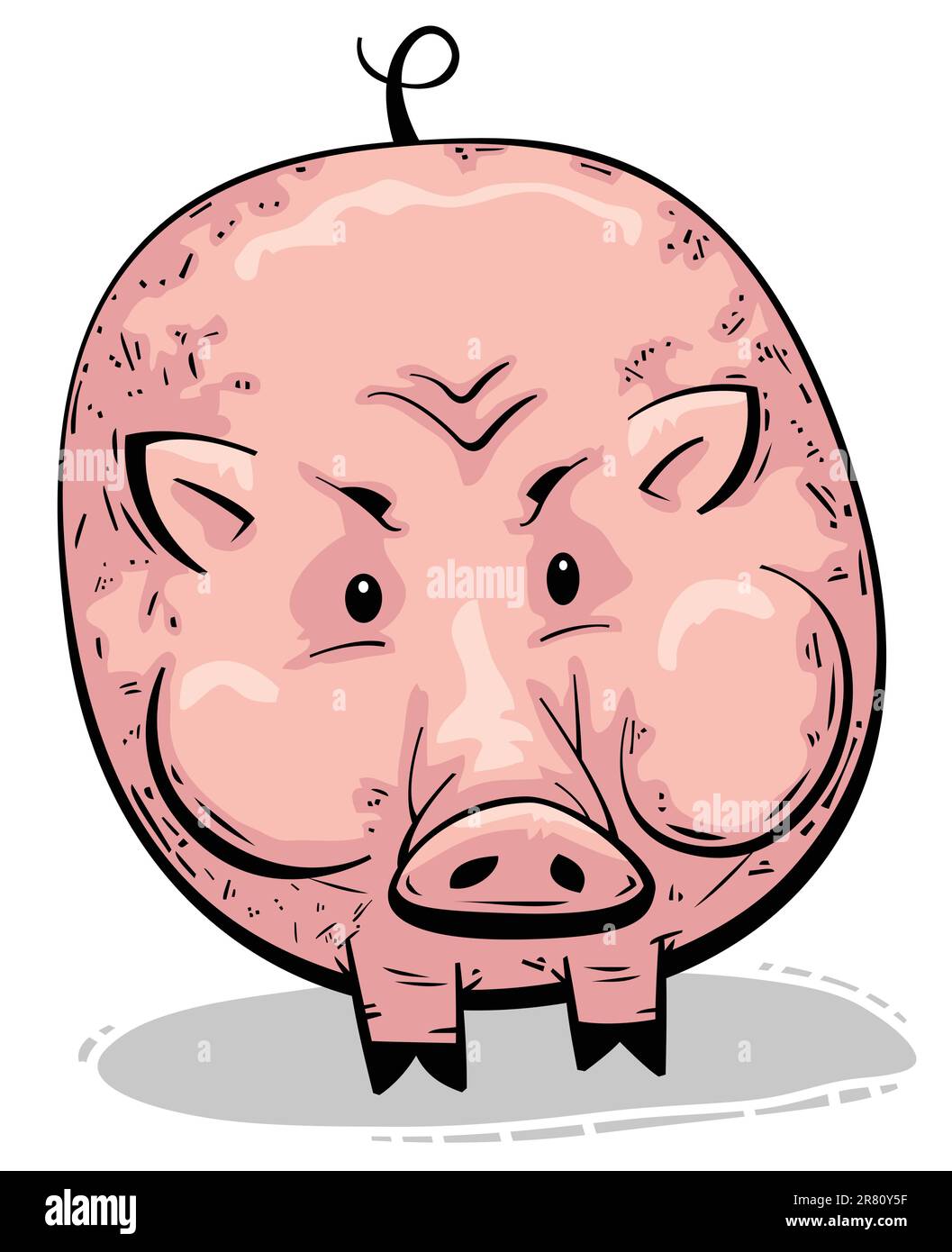 Big fat round pink pig standing, looking surprised Stock Vector Image ...