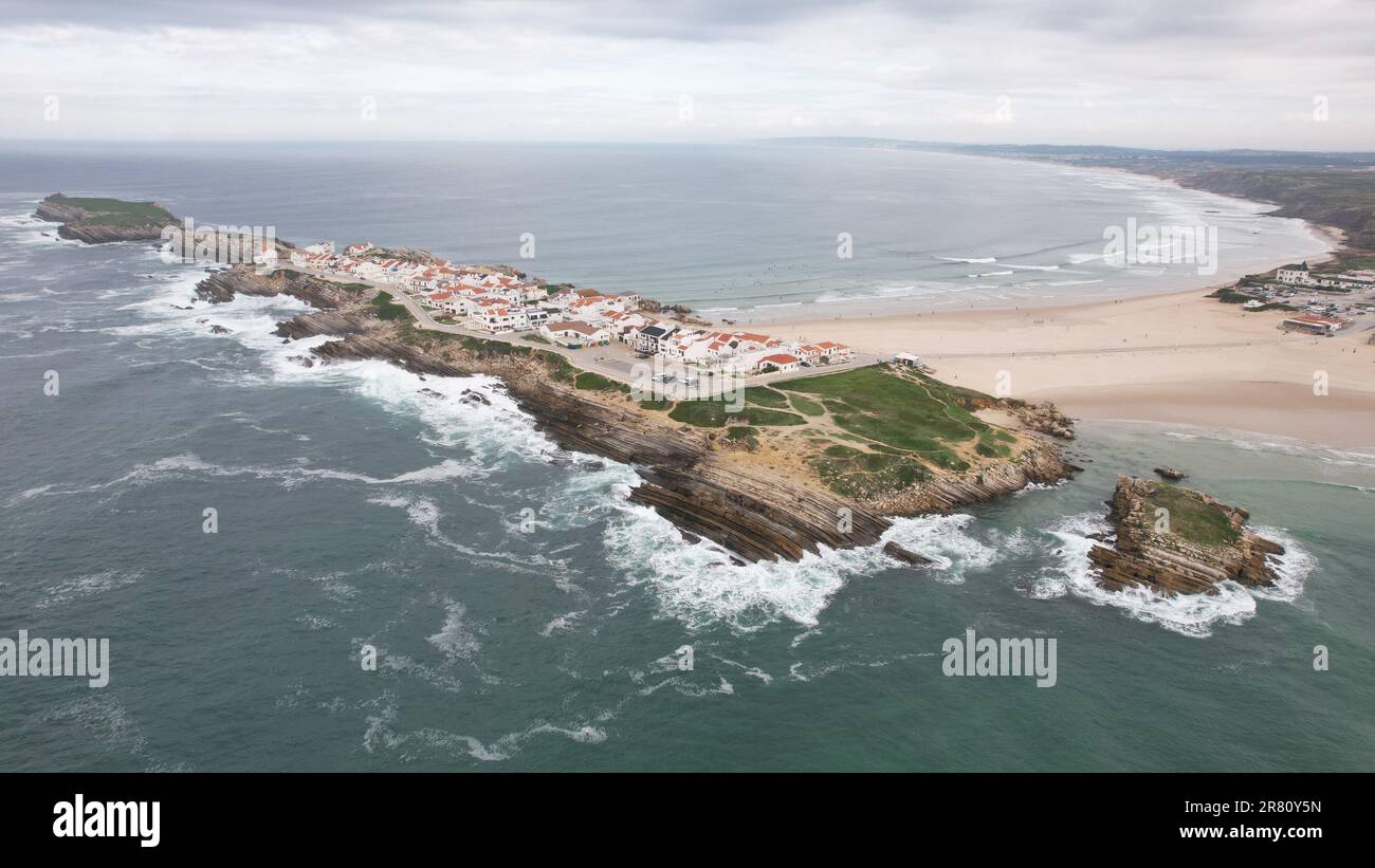 Aerial view of Baleal Beach in Peniche, Portugal Stock Photo - Alamy